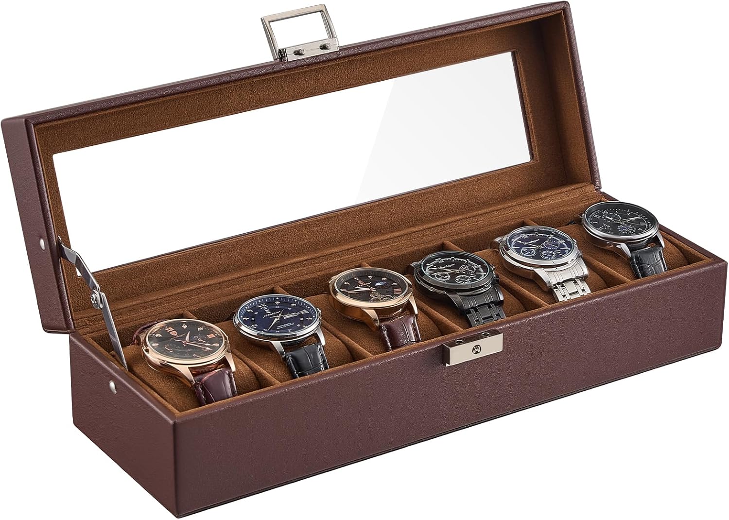 Amazon.com: ProCase 6 Slot Watch Case Box for Men, PU leather Man Watch ...