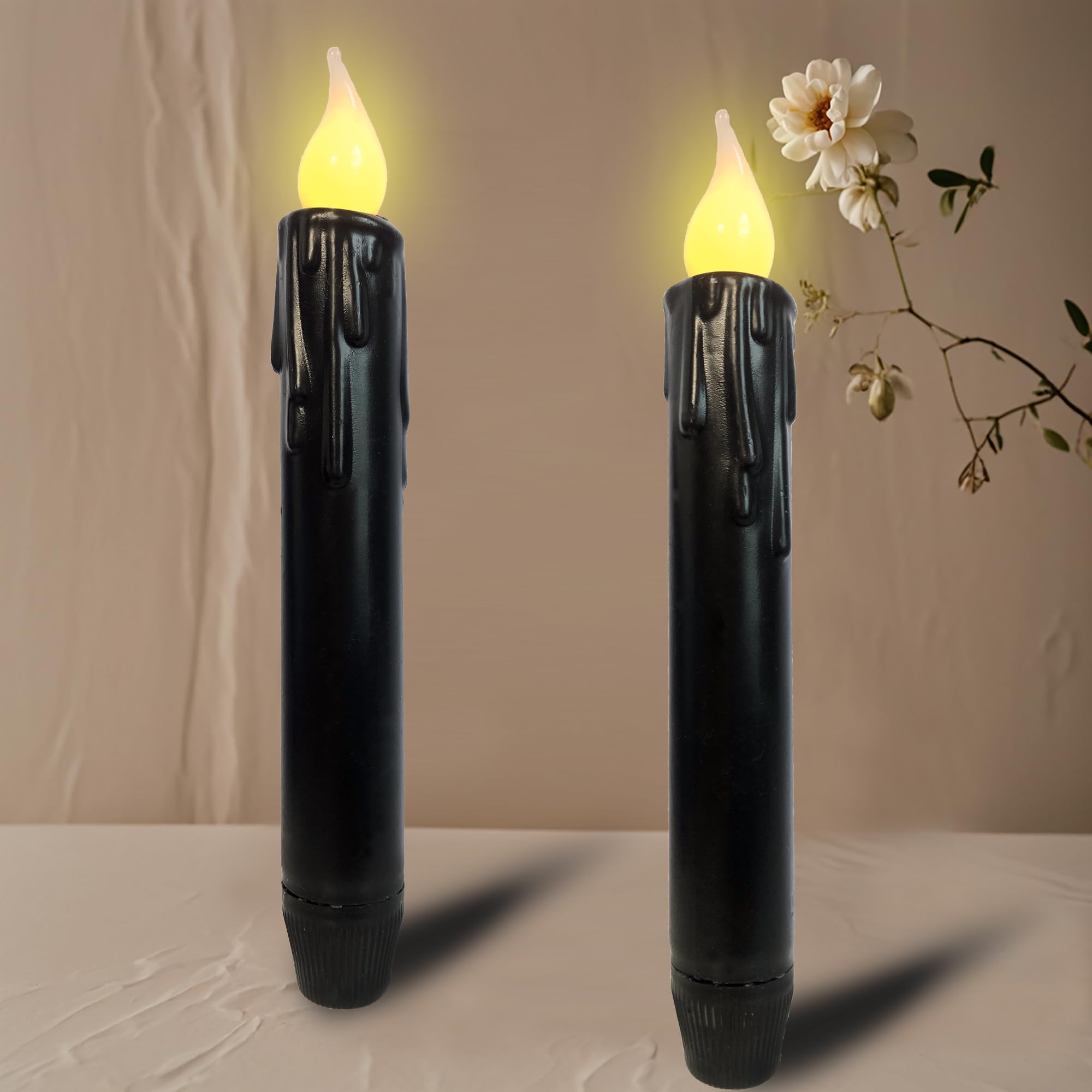 Primitive Flameless Candles Dripless Electric Flickering Taper Candles