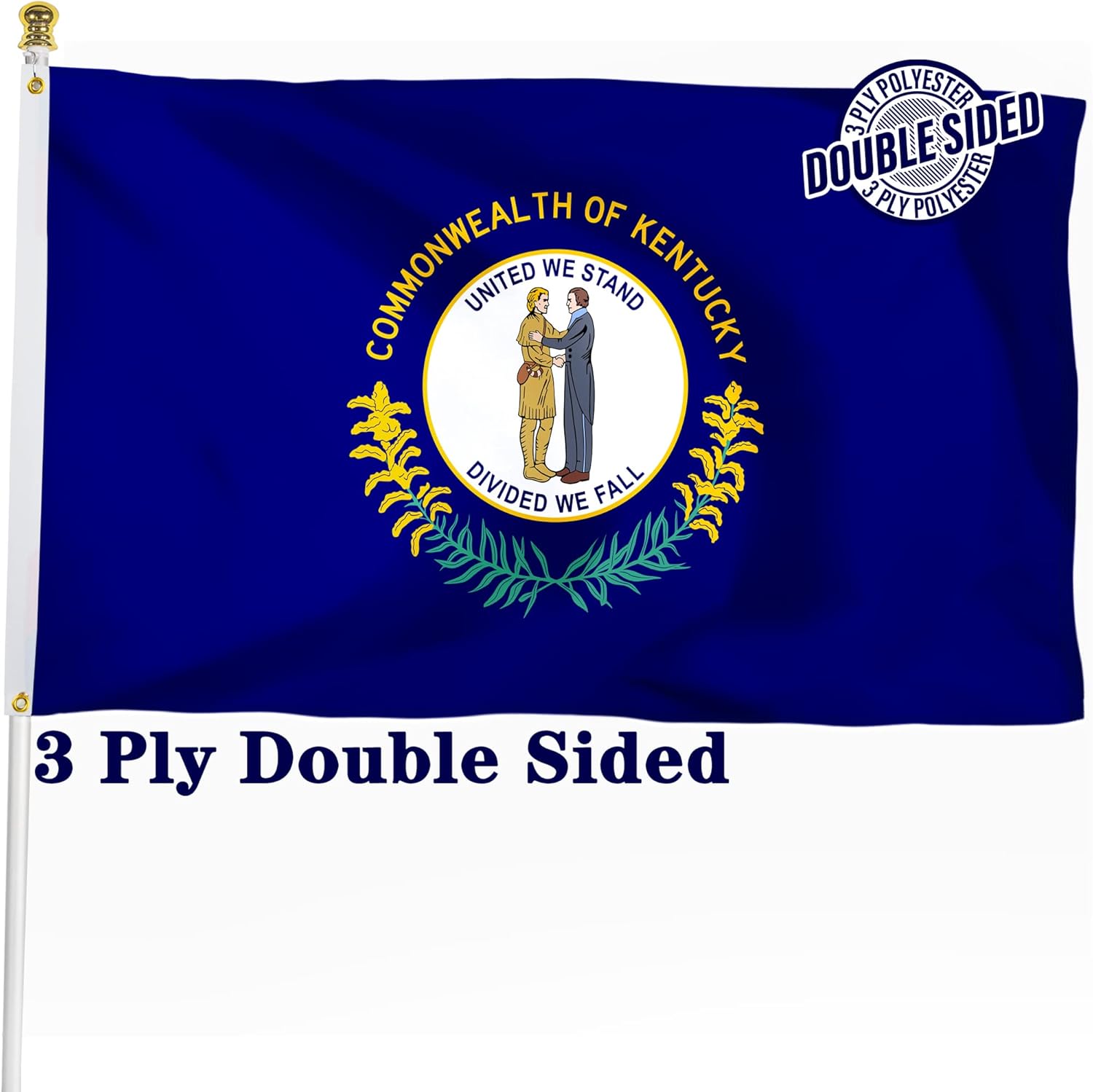 Amazon.com : XIFAN Double Sided Kentucky State Flag 3x5 ft, Heavy Duty ...