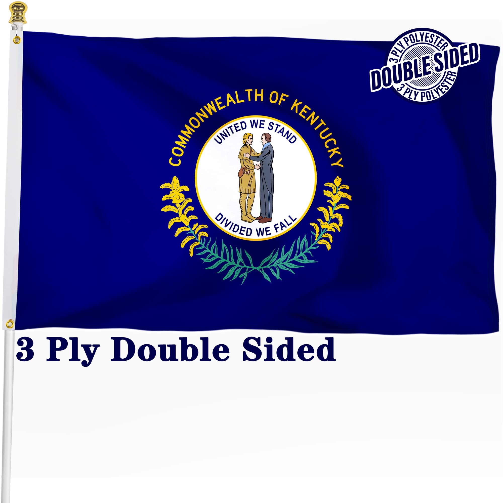 Amazon.com : XIFAN Double Sided Kentucky State Flag 3x5 ft, Heavy Duty ...