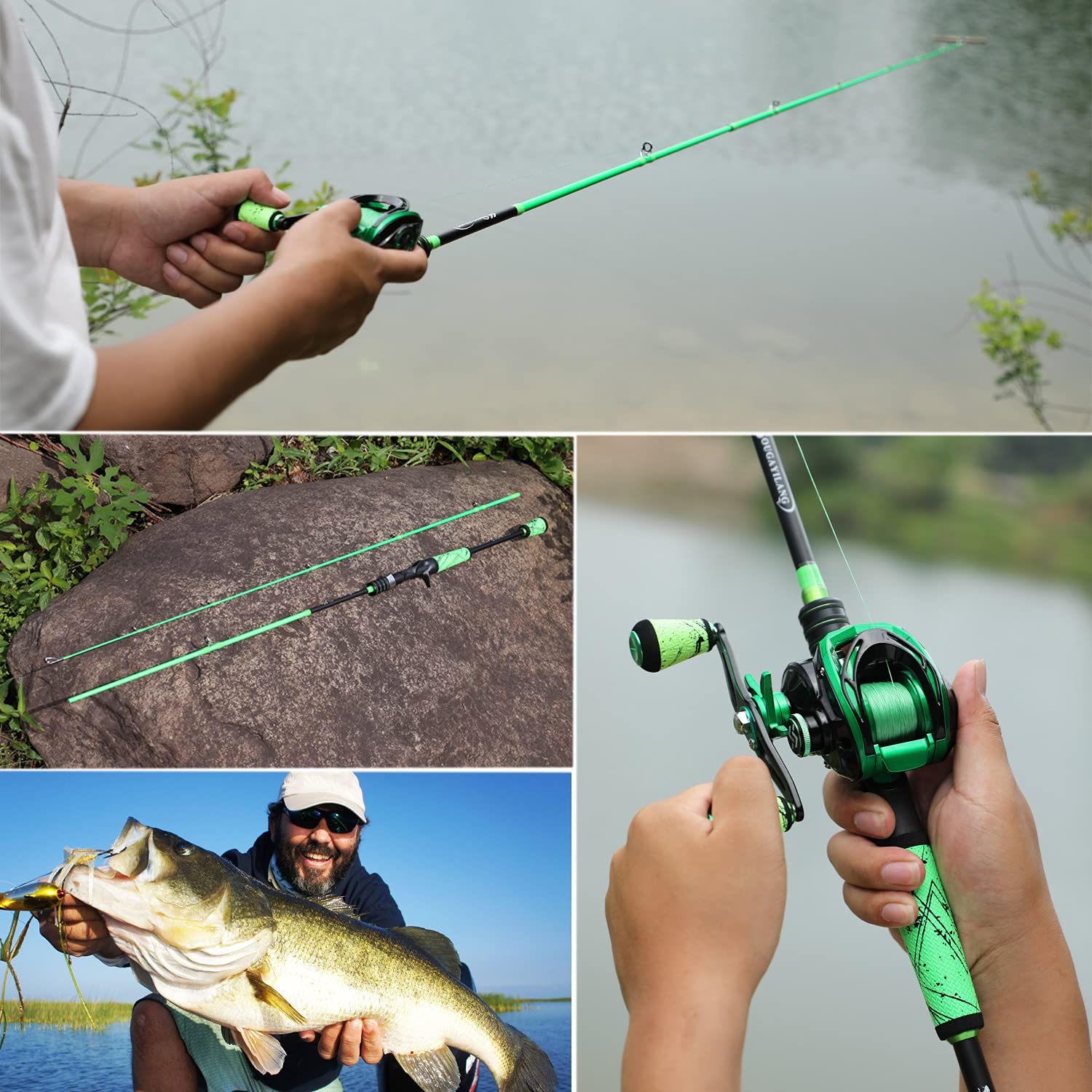 One Bass Fishing Pole 24 Ton Carbon Fiber Casting and Spinning Rods ...