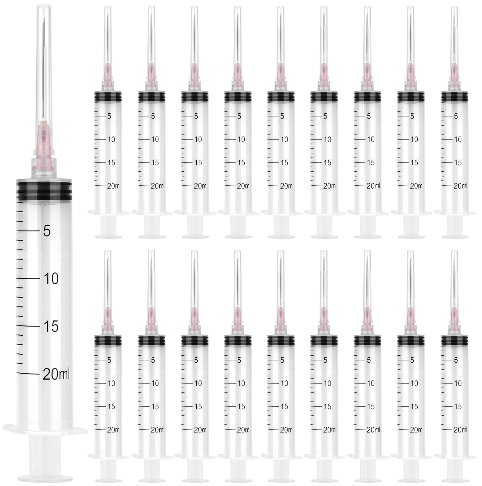 Amazon.com: 100 Pack Disposable 20ml/cc Syringes with Needle 18G 1.5 ...