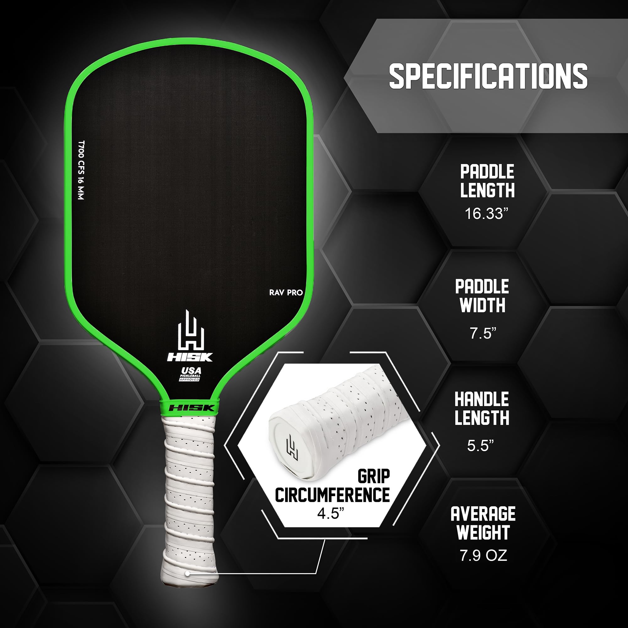 Snapklik.com : HISK RAV PRO Pickleball Paddle - Ultimate HIGH END 16mm ...