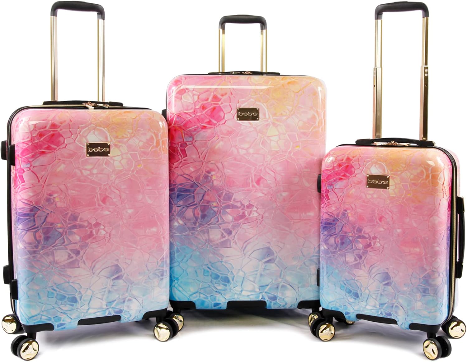Amazon.com | BEBE Women's Kylie Spinner Suitcase, Glass Gradient, 3pc ...