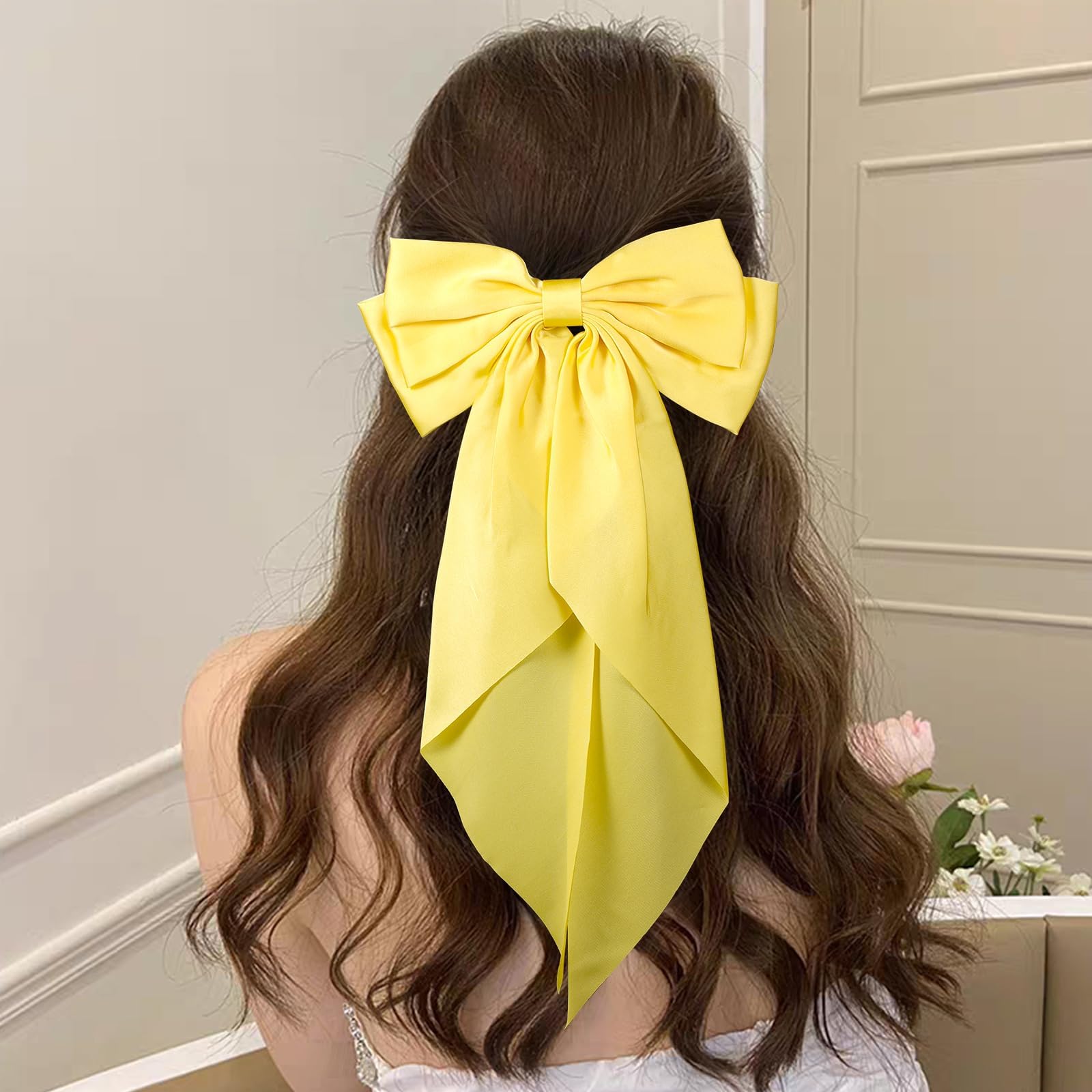 Amazon.com : Black and Burgundy Long Tail Big Bow Hair Ties, Classy ...