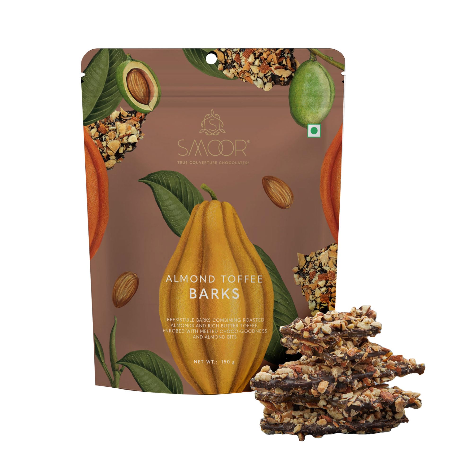 SMOOR Premium Almond Toffee Dark Choco Barks | 100% Cocoa Butter With ...