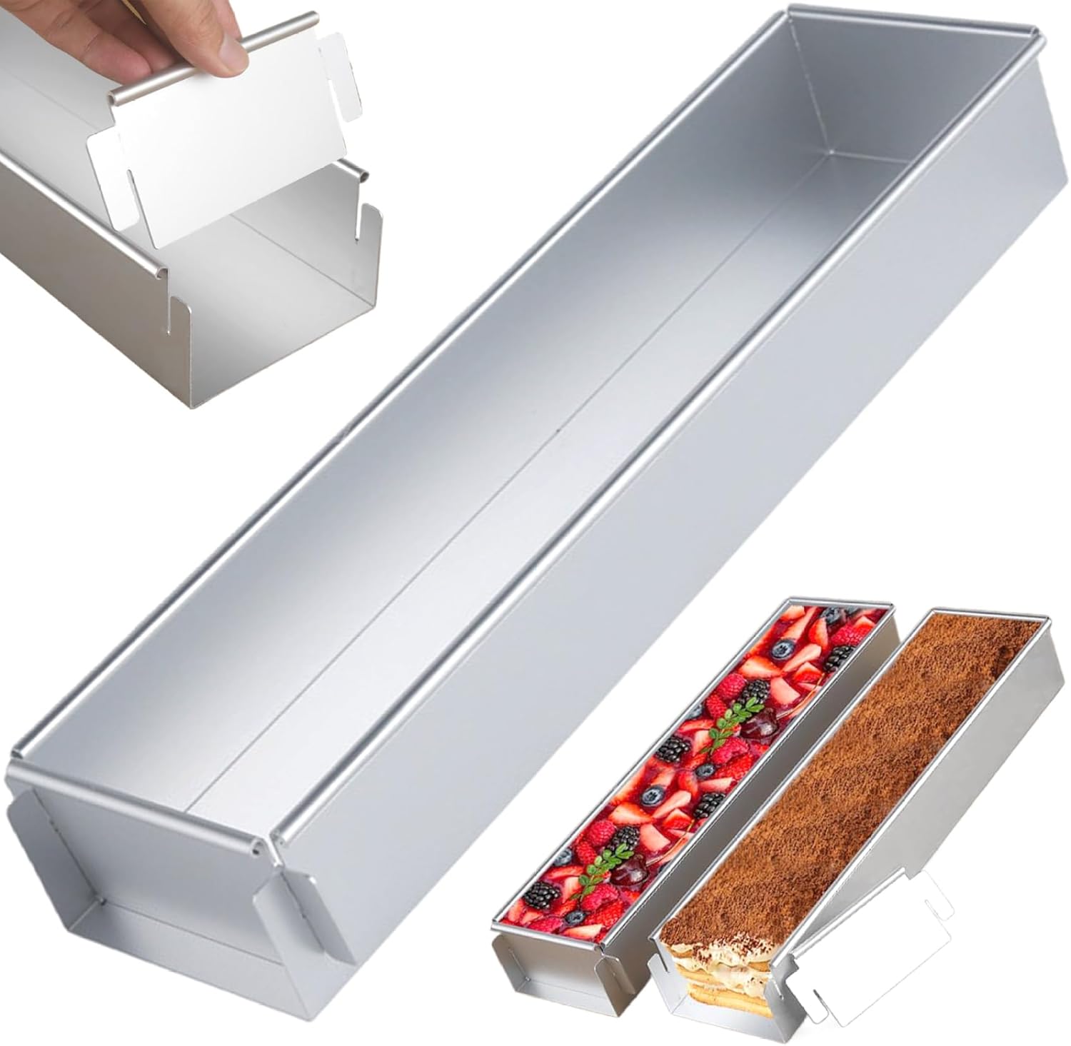 KYEQATY Rectangular Cake Pan Tiramisu Pan with Removable Baffle Plate ...