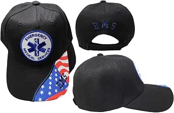 EMS Emergency Medical Services USA Flag On Bill Black Polyester ...