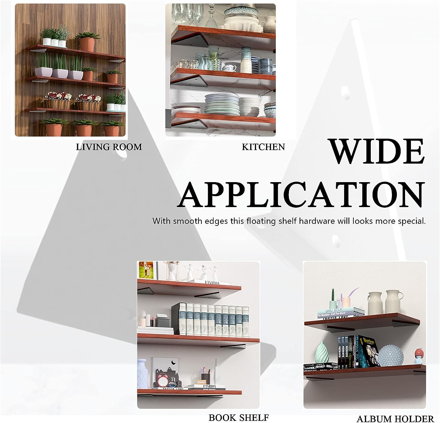 Snapklik.com : 4 Park Floating Shelf Bracket 4 X 3 Inch, White 4 Inch ...