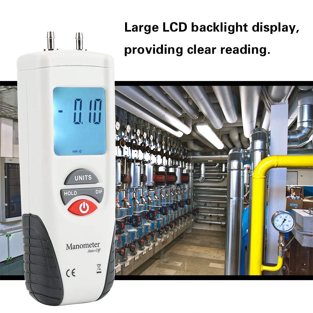 Manometer HT-1890 Digital Differential Pressure Gauge Dual Port Air ...