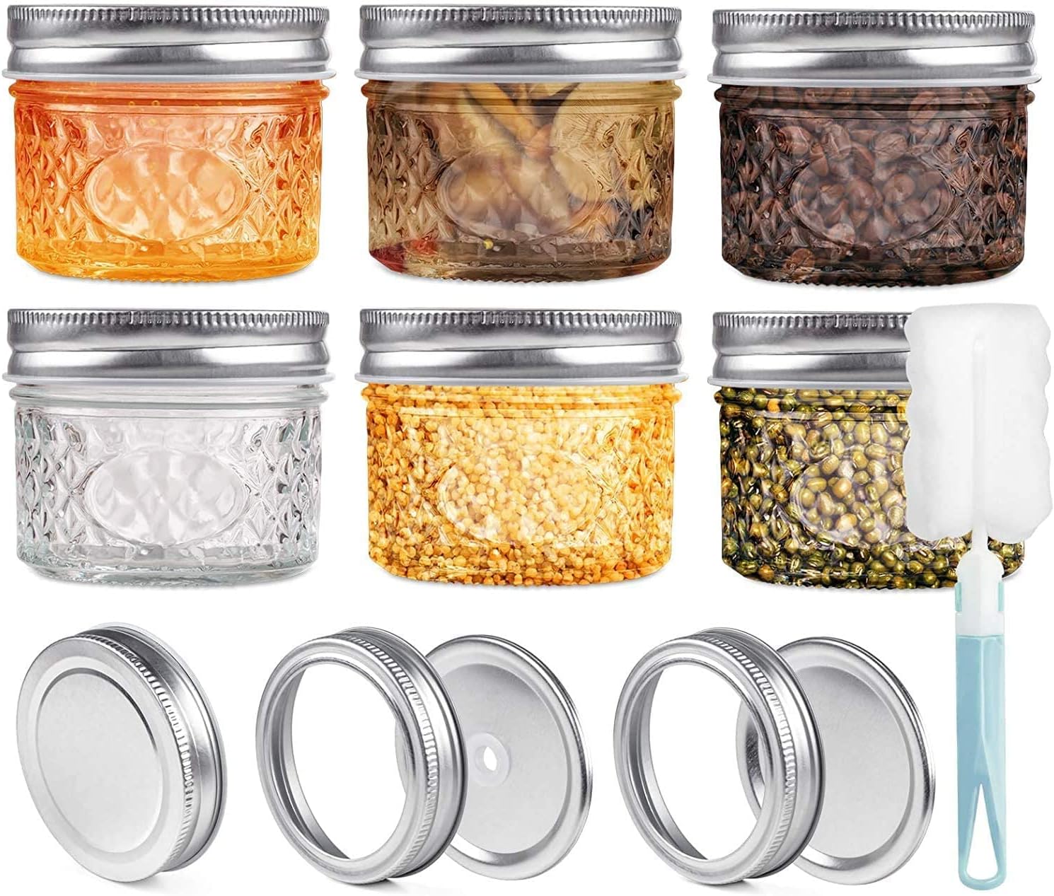 Danmu Art 6pcs 100ml Small Glass Jars with Aluminum Screw Top Mini ...
