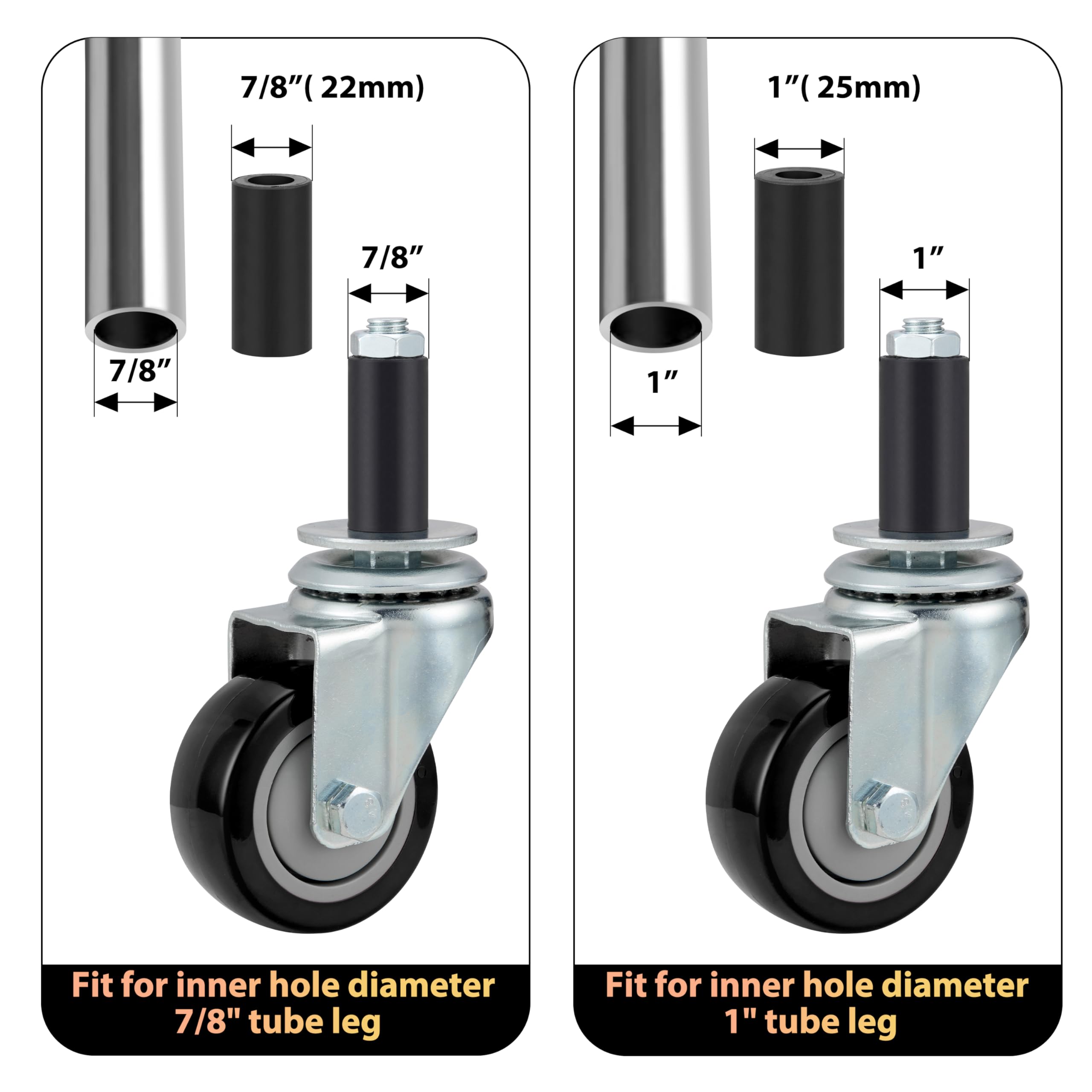 Snapklik.com : Finnhomy 3 Inch Caster Wheels Prep Table Caster Set Of 4 ...