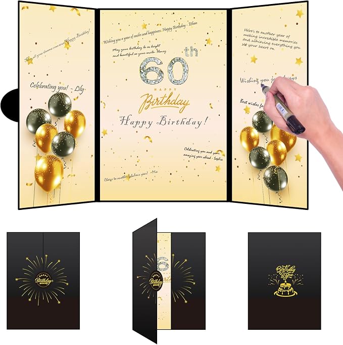 Amazon.com: DASTTUIS 60th Birthday Decorations for Women & Men - Black ...