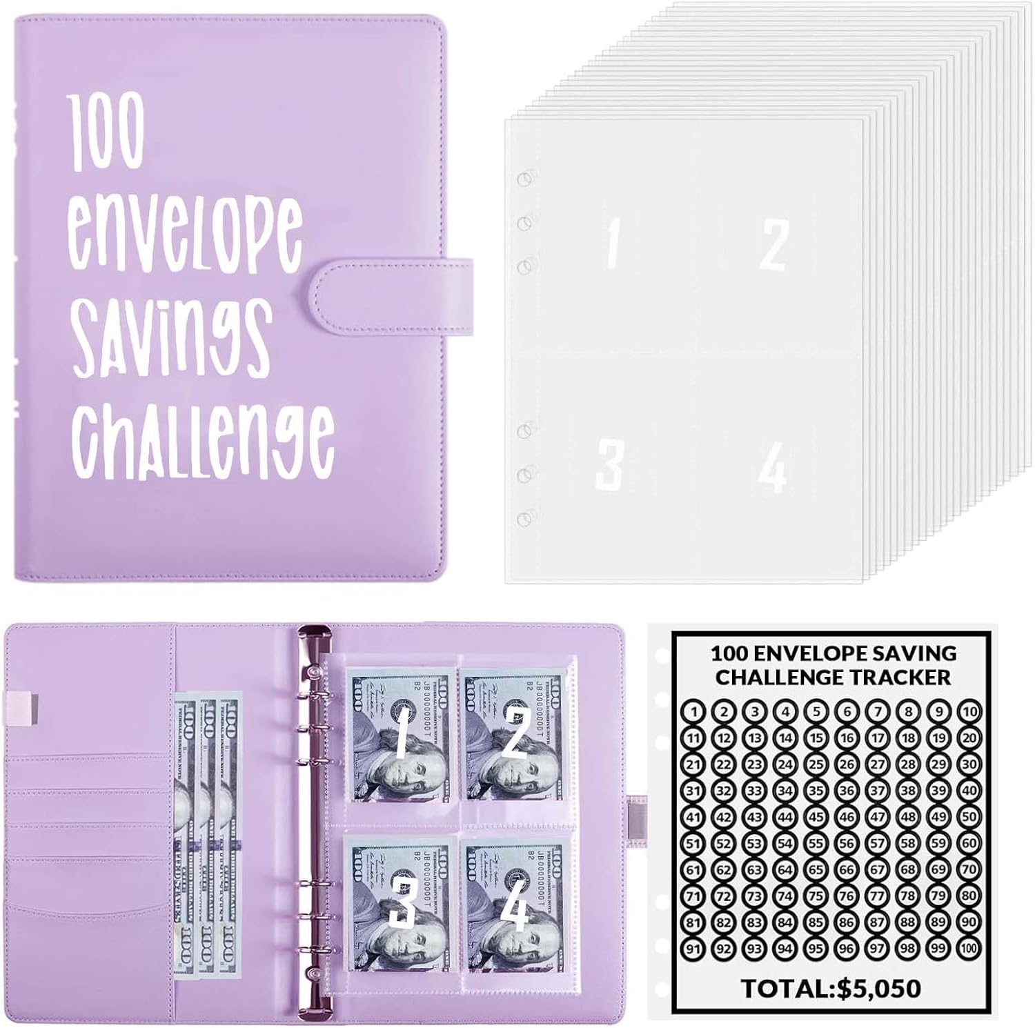 Amazon.com : 100 Envelopes Money Saving Challenge, A5 Saving Budget ...