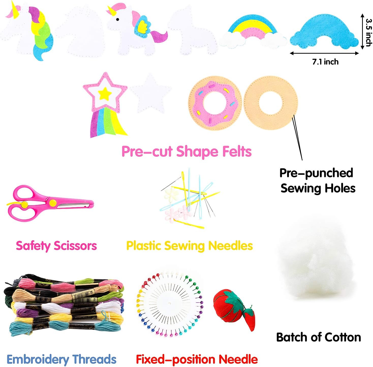 WATINC 5Pcs Felt Sewing Craft Kit for Kids, Stuffed Unicorn Rainbow ...
