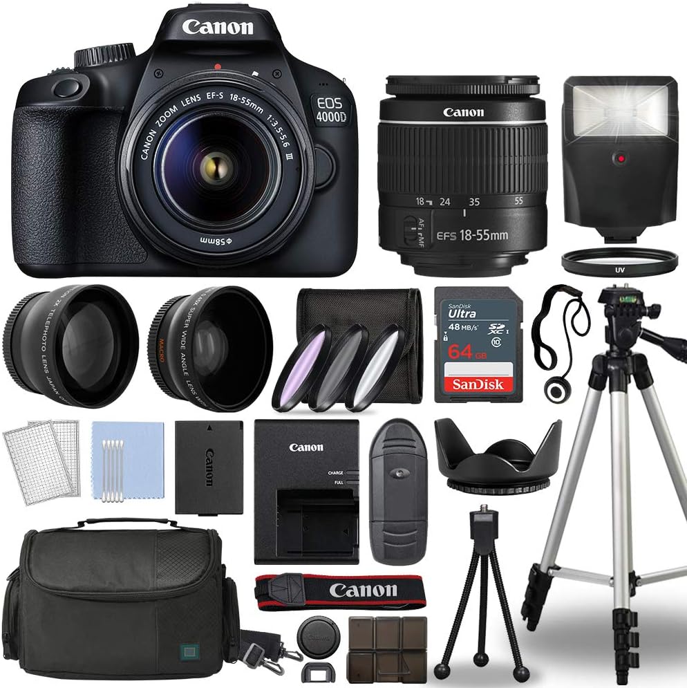 Amazon.com : Canon EOS 4000D DSLR Camera w/Canon EF-S 18-55mm F/3.5-5.6 ...