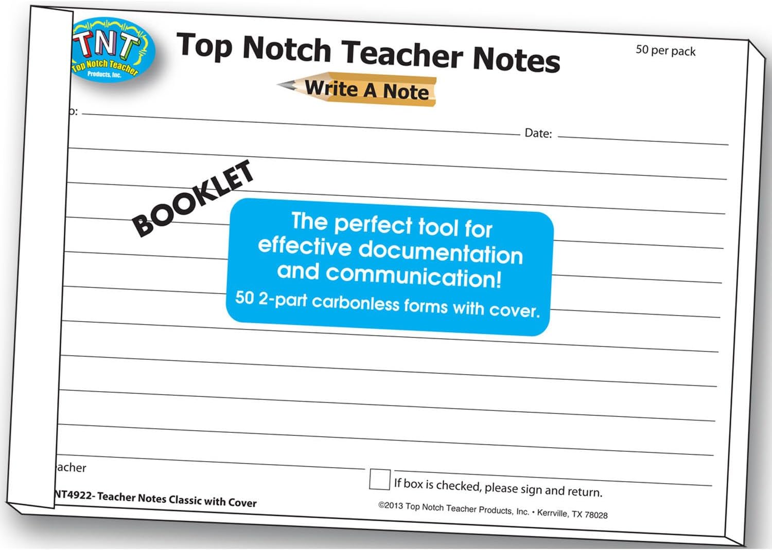 Amazon.com : Top Notch Teacher Products Carbonless Write a Note Booklet ...