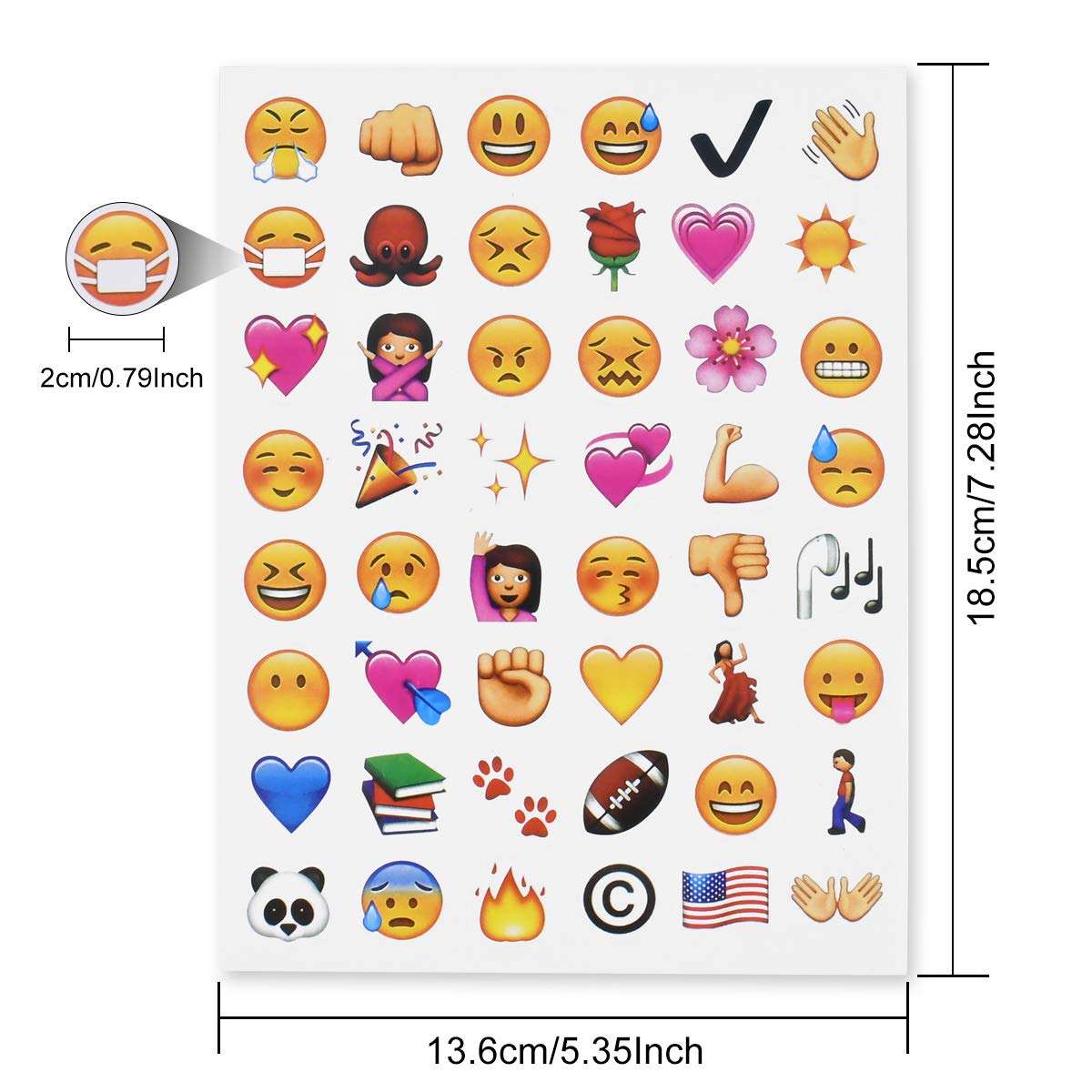 NOBBEE Emoji Sticker 8 Sheets Emoticon Stickers (1cm) Smiley Face ...