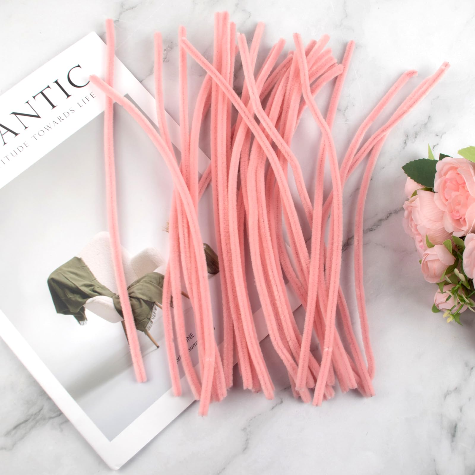 Snapklik.com : 100PCS Pink Pipe Cleaners, Light Pink Pipe Cleaner ...