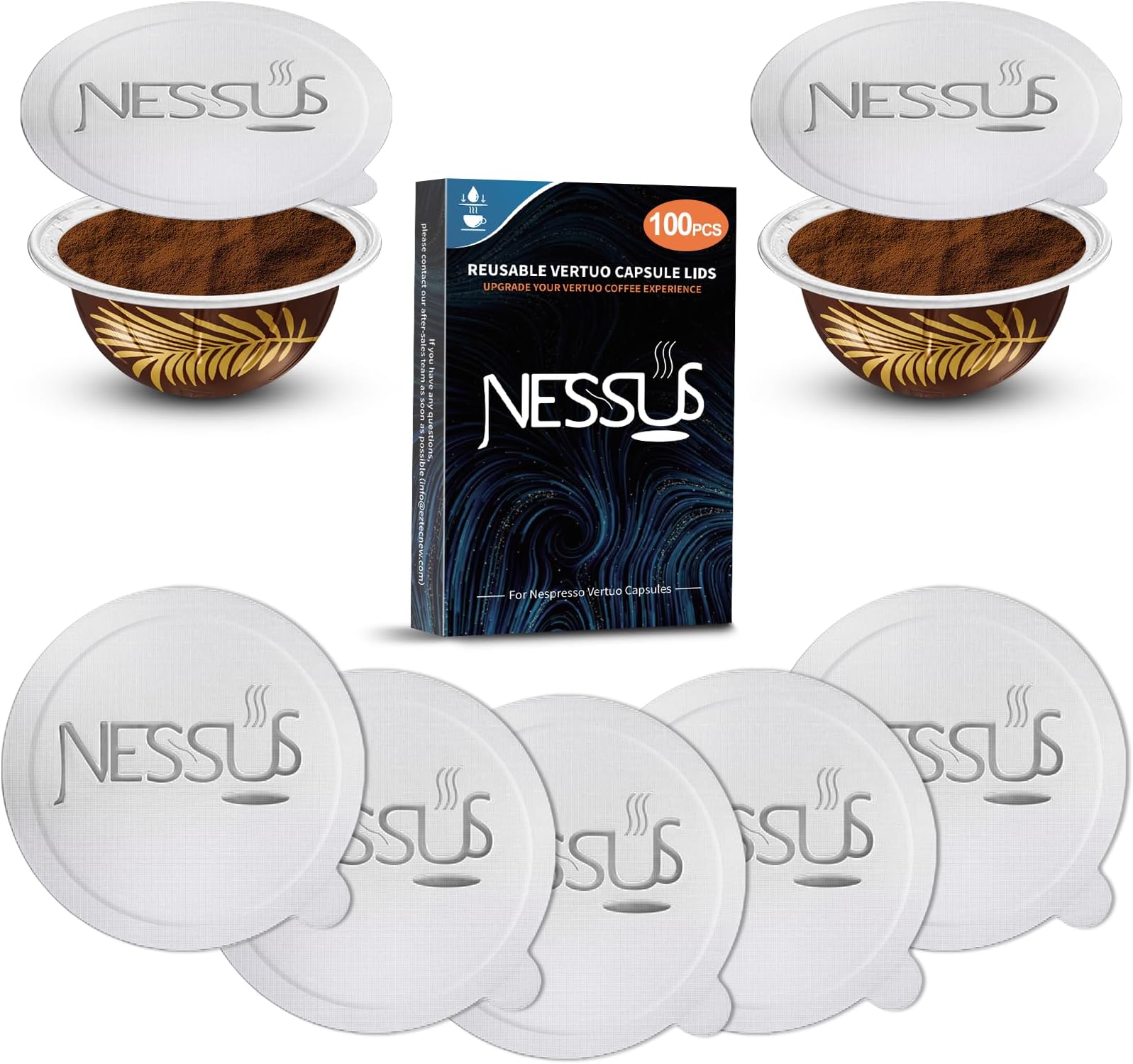 Amazon.com: NESSUS Refill Kit for Reusable Nespresso Vertuo Pods, Lid ...