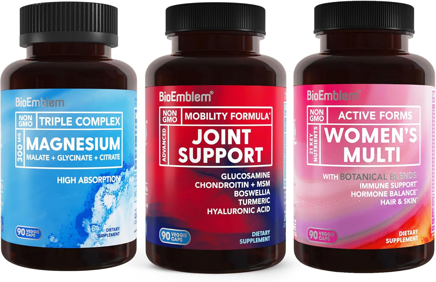 Amazon.com: BioEmblem Triple Magnesium Complex and Women's Multivitamin and Joint Support ...