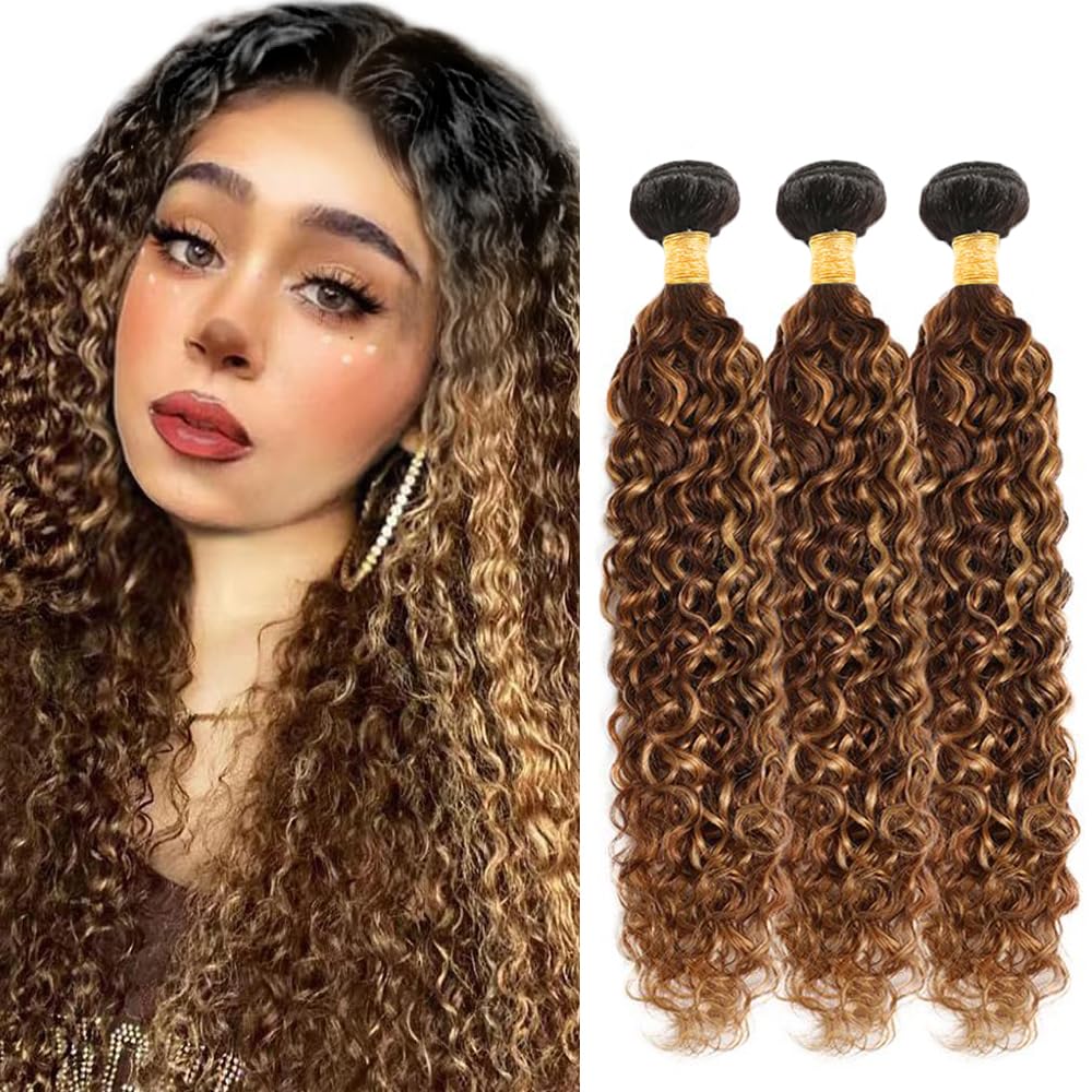 Amazon.com : T1B/P427 Water Wave Bundles Human Hair Highlight Bundles 8a Unprocessed Brazilian ...