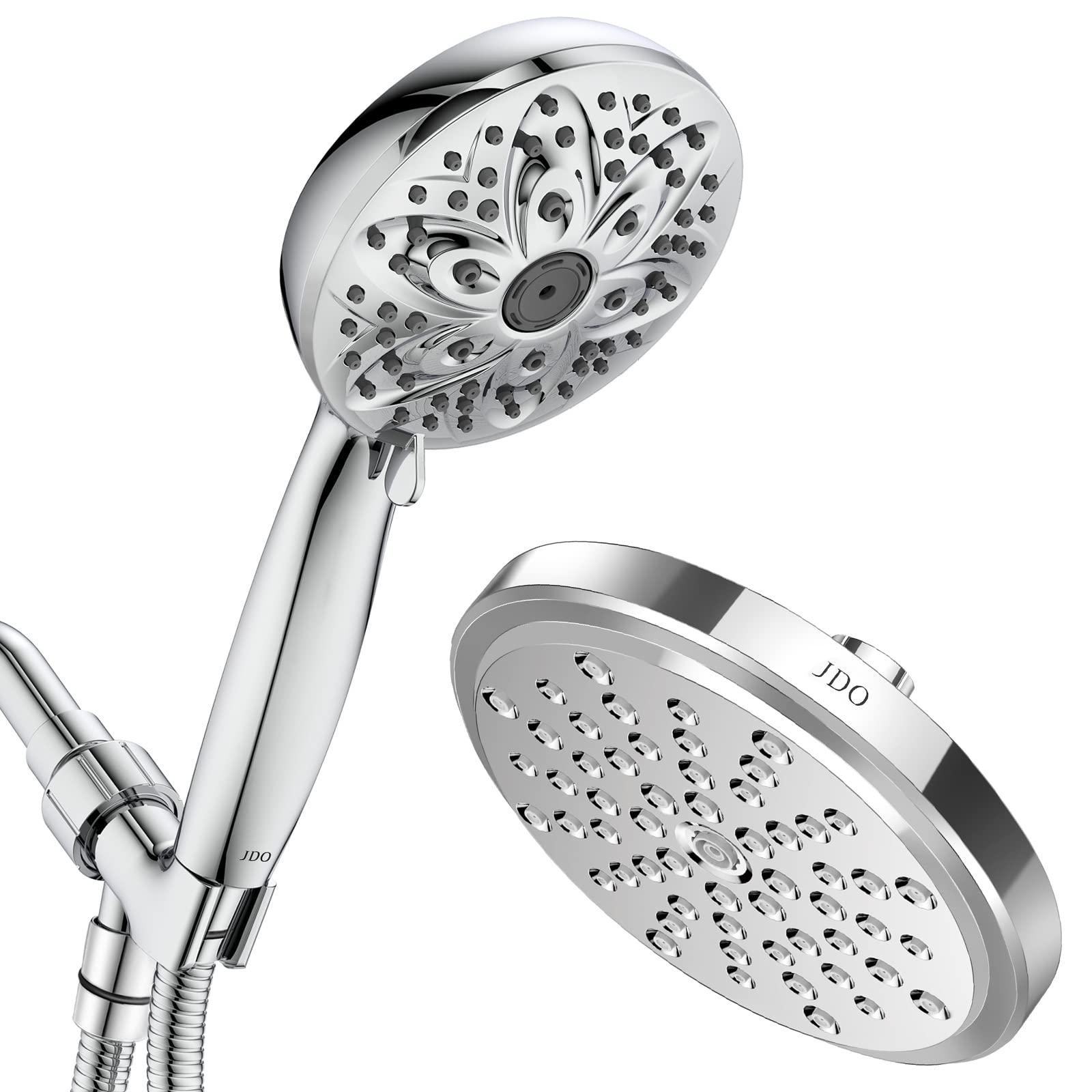 JDO High Pressure Handheld Shower Head with 6 Spray Modes & 7 Inch High ...