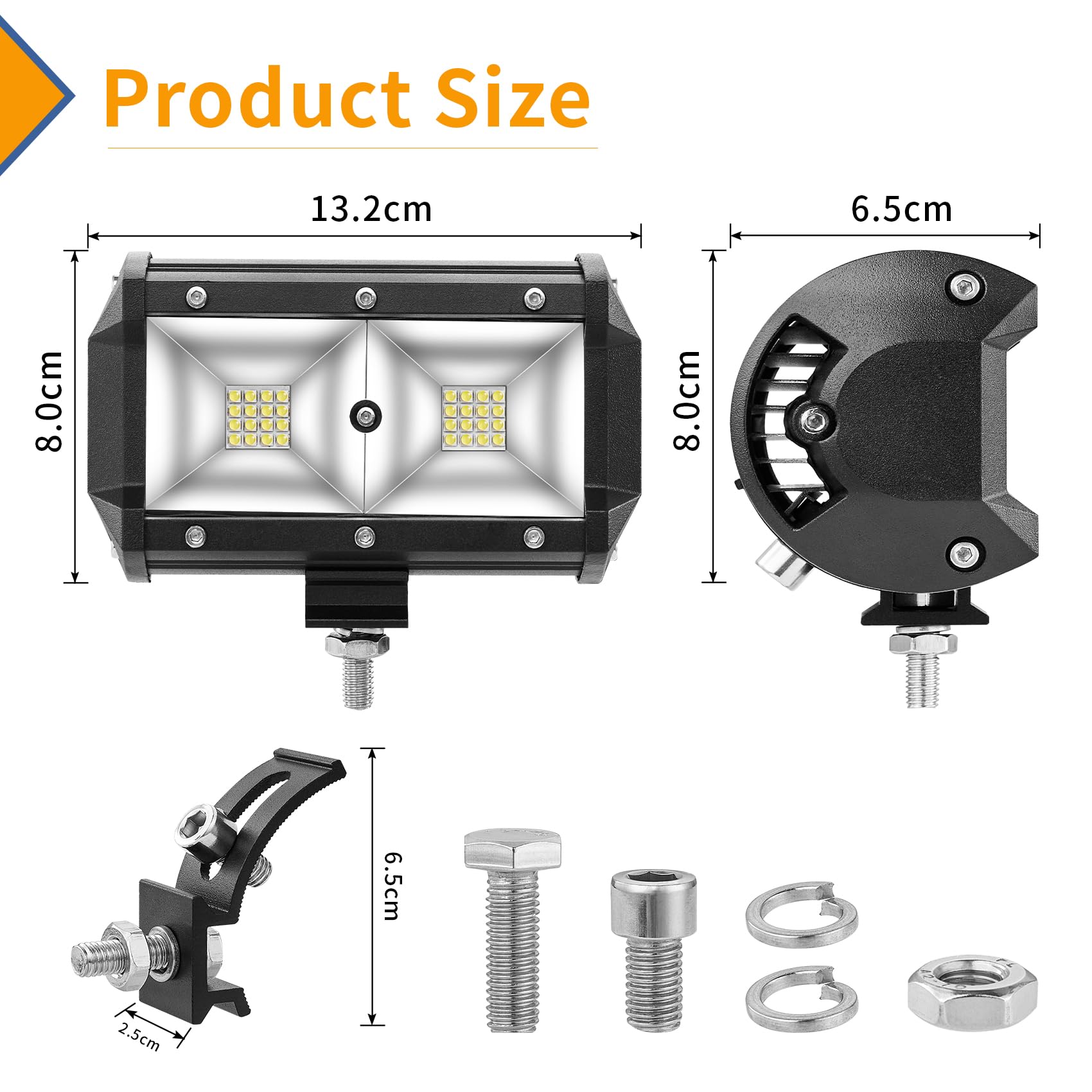 Snapklik.com : LED Work Lights, 5 Inch Wide Flood Beam Boat Marine LED ...