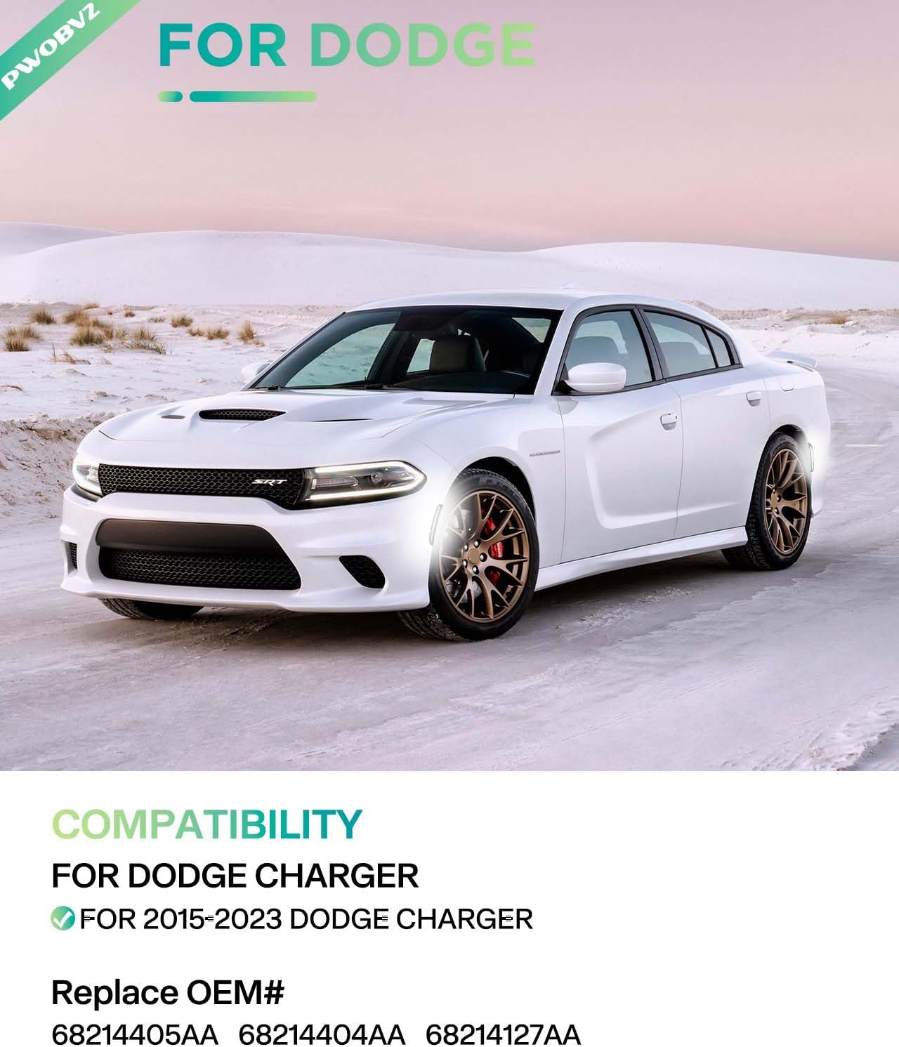 Lente ahumada, luz LED blanca de marcador lateral para Dodge Charger ...