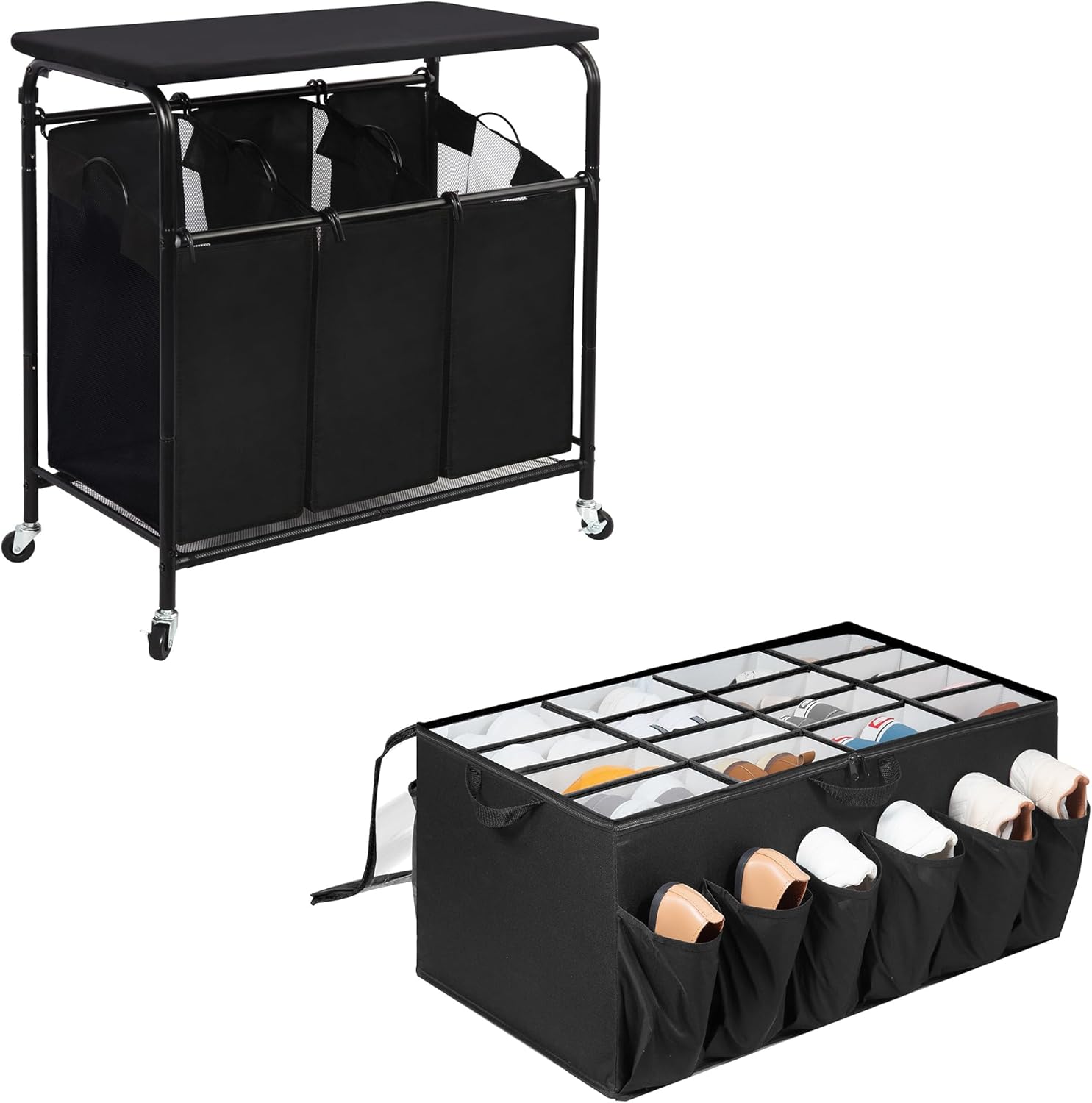 Amazon.com: STORAGEIDEAS Fabric Shoe Organizer for Closet Plus Laundry ...