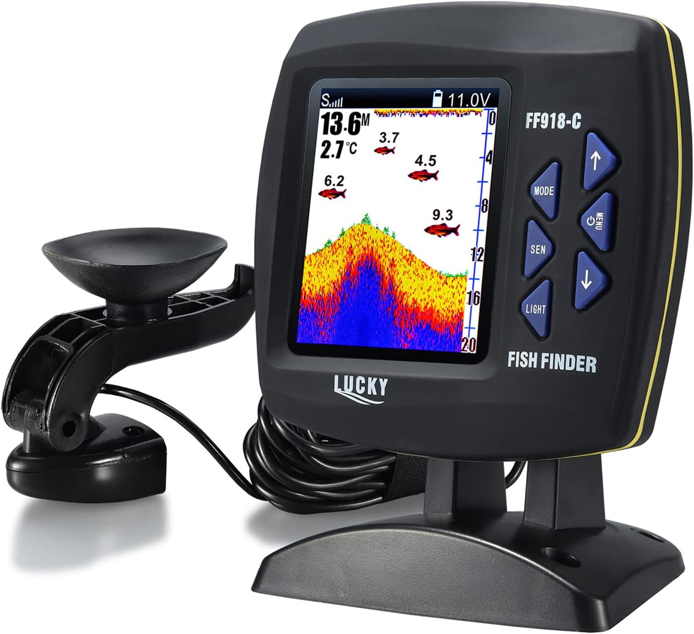 Fish Finder Wired Transducer Sensor Fishfinder 45 Degrees Underwater ...