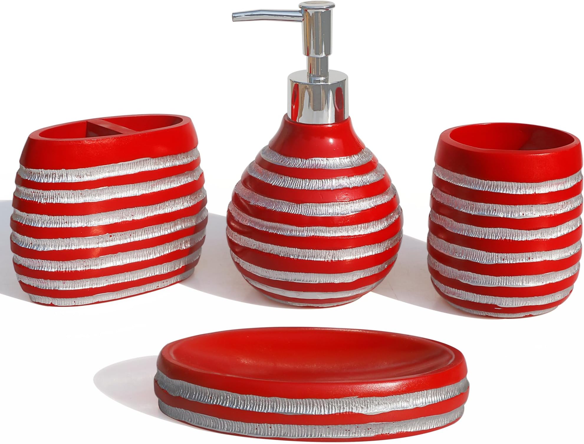 Amazon.com: Red Bathroom Accessories Set, Bathroom Decoration Including ...