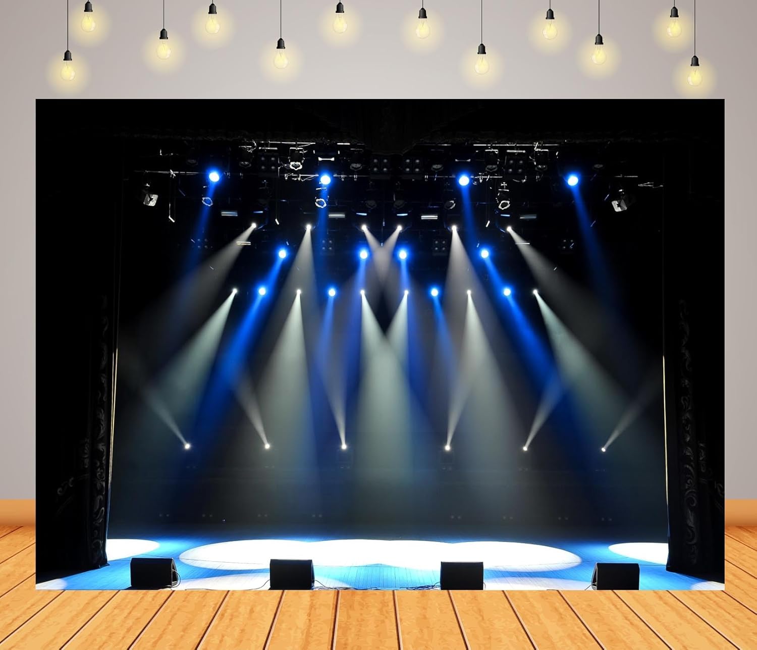 BELECO 5x3ft Fabric Music Concert Stage Backdrop Stage Spotlights Music ...