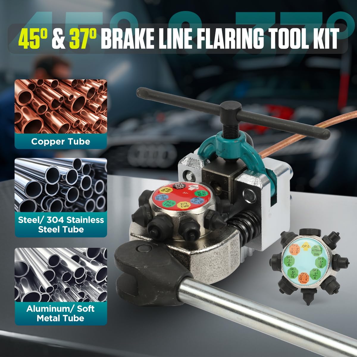 Snapklik.com : Brake Line Flaring Tool Kit, 45 & 37 Degree Flaring Tool ...