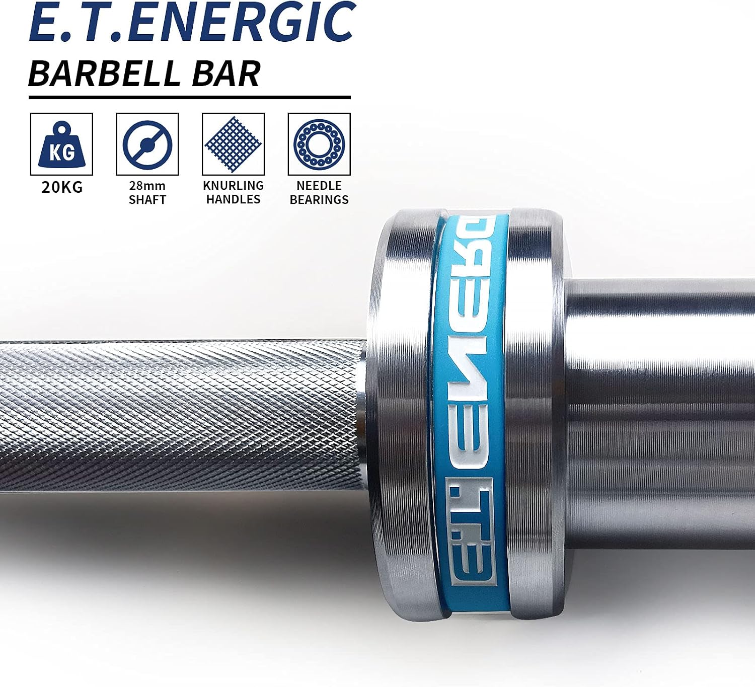 E.T.ENERGIC 7ft Olympic Powerlifting Barbell 44lb Olympic Bar 1500-lbs ...