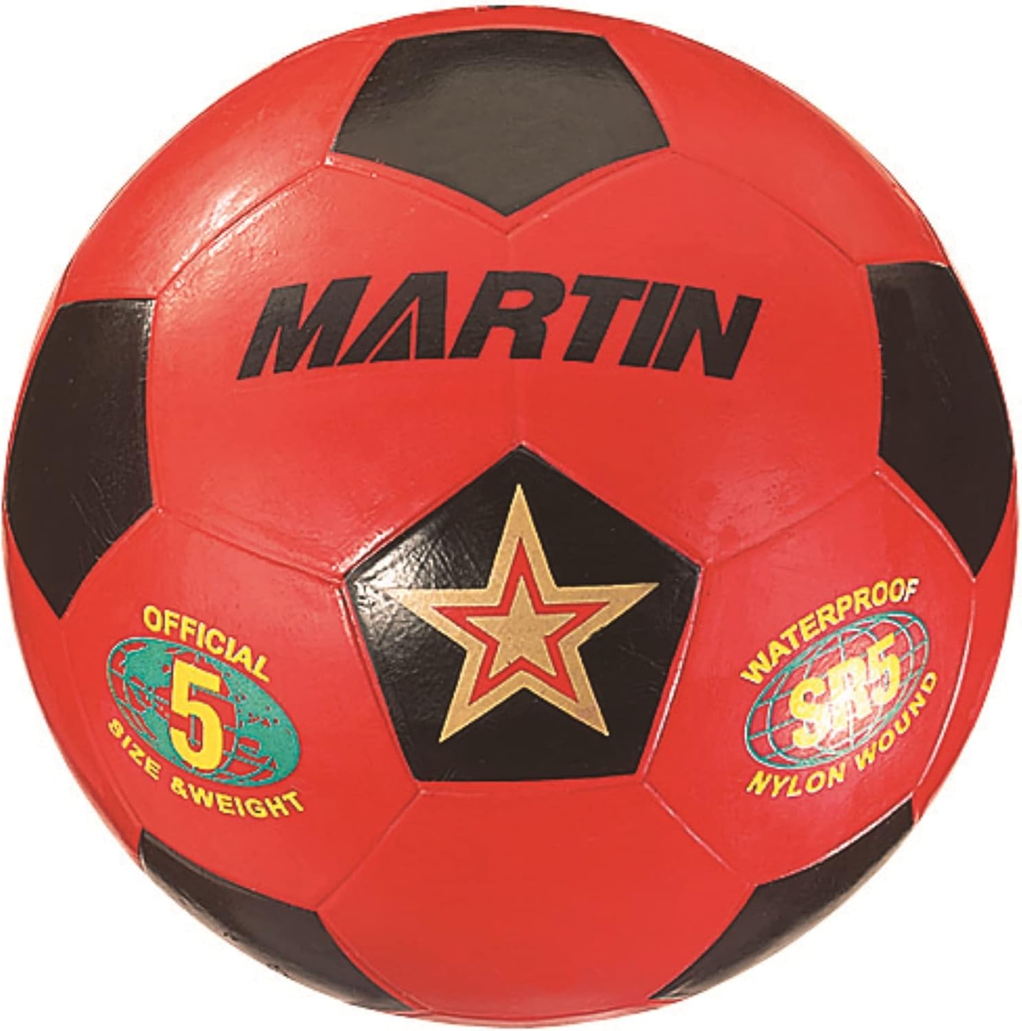 Amazon.com : Martin Sports Nylon Wound Official Size Soccer Ball (Red ...