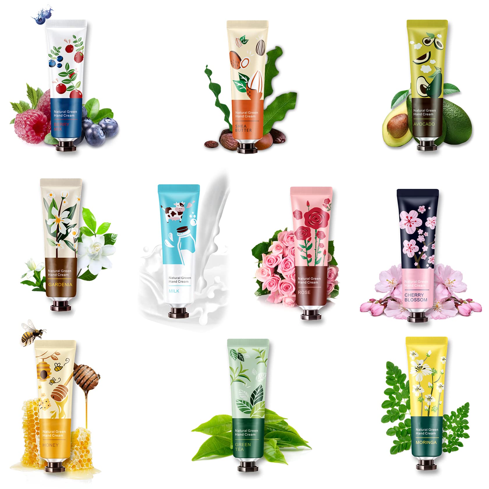 Amazon.com : 10 Pack Natural Plant Fragrance Hand Cream for Dry Hands ...