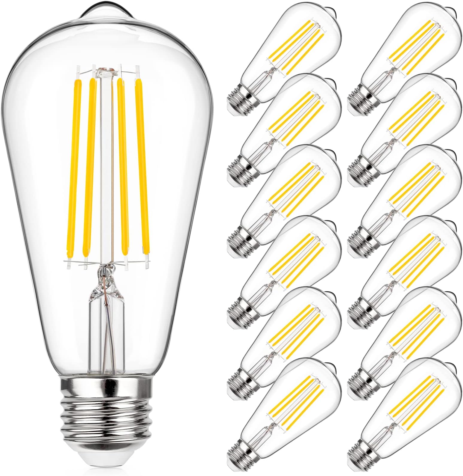 WJDH ST21 White LED Edison Bulb 4.5W(40 Watt Equivalent), Dimmable ...