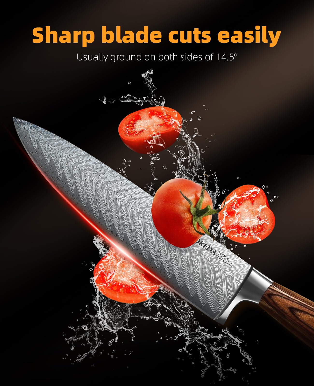 Snapklik.com : AOKEDA Chef Knife,8-Inch Stainless knife,Super Sharp Professional Chefs Knife ...