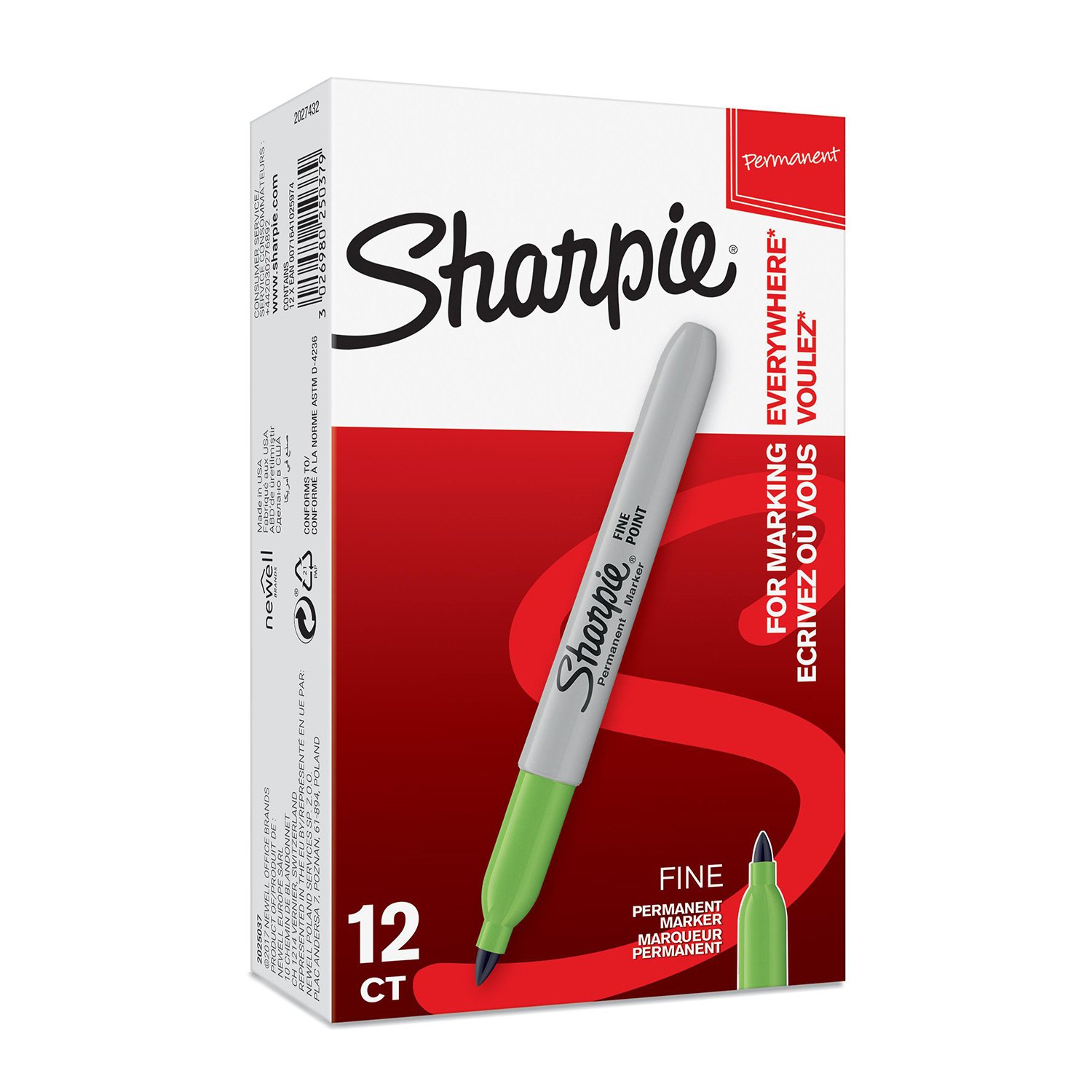 Sharpie Permanent Markers | Fine Point | Lime | 12 Count – BigaMart
