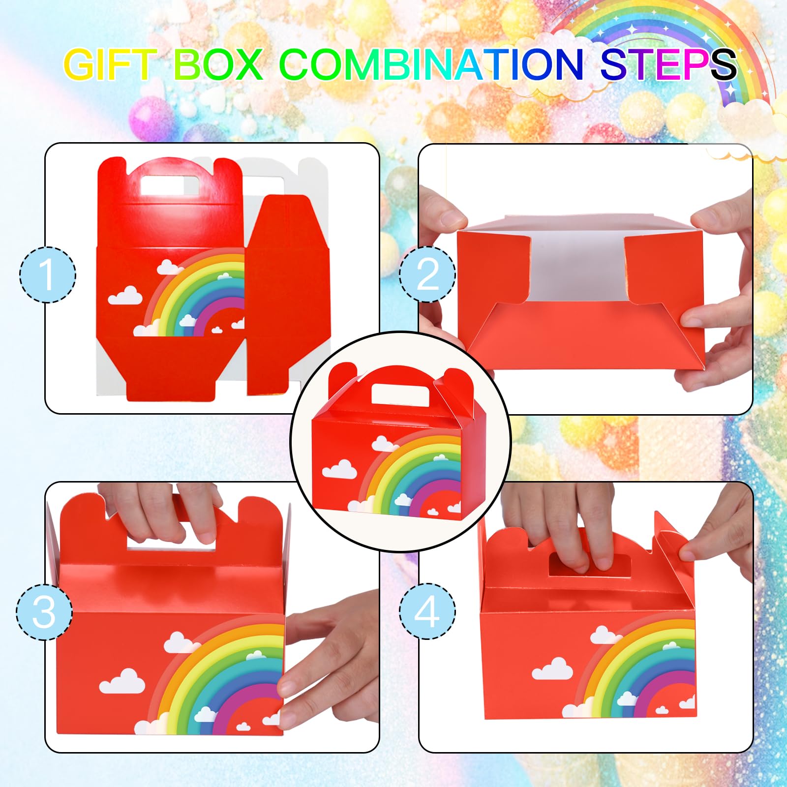Snapklik.com : 48 Pack Rainbow Treat Boxes, Paper Gift Gable Box ...