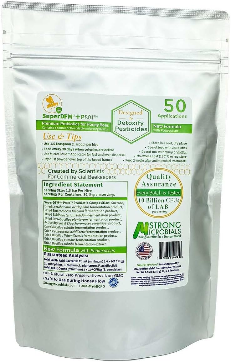 Amazon.com : STRONG MICROBIALS SuperDFM+P801 Honey Bee Probiotics for Pesticide Protection ...