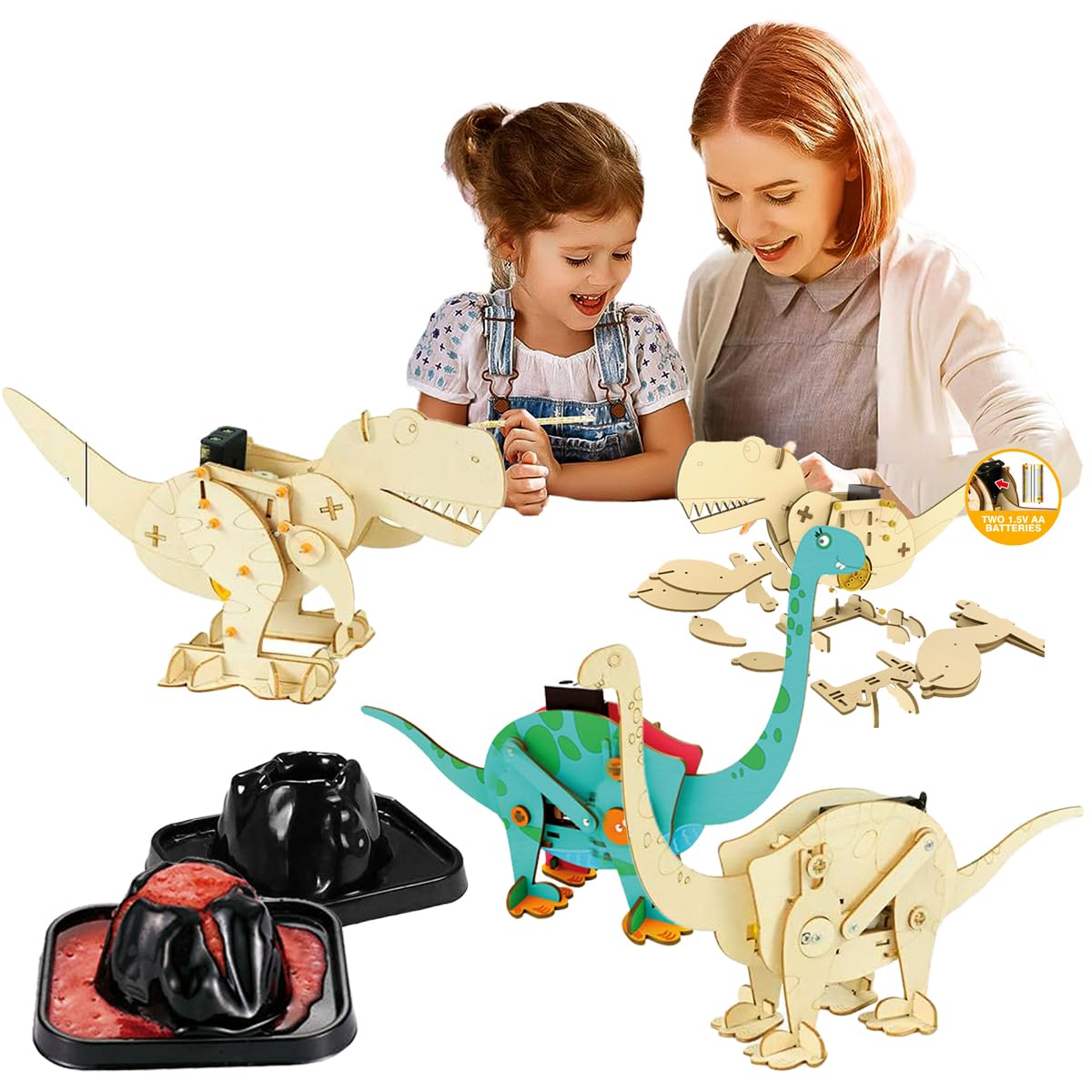 COO11 Walking Dinosaur 3D Woodcraft Kits Toy 4 in1 STEM Robotic Kit ...