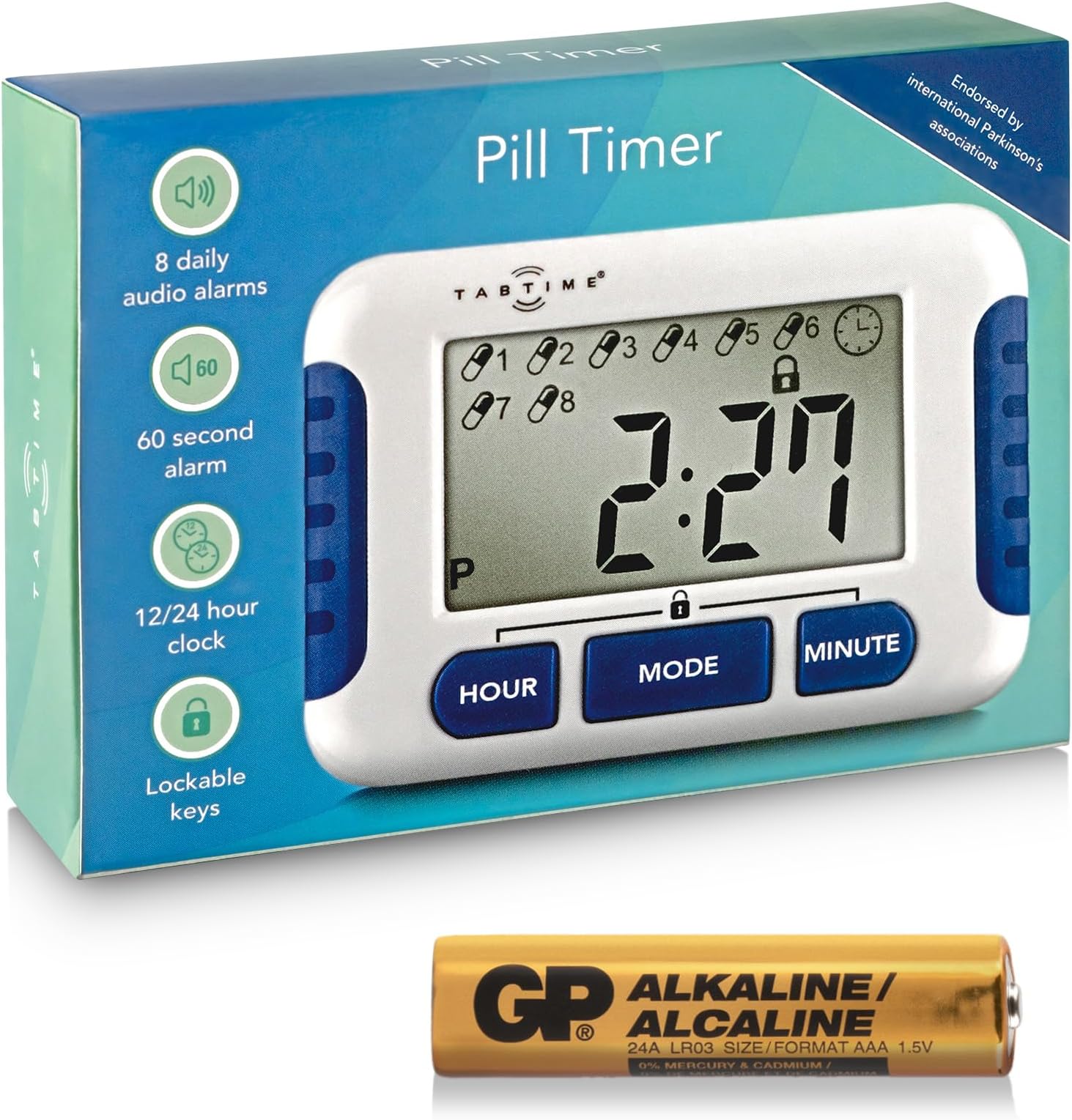 TabTime Timer Electronic Pill Reminder with 8 Alarms per Day ...