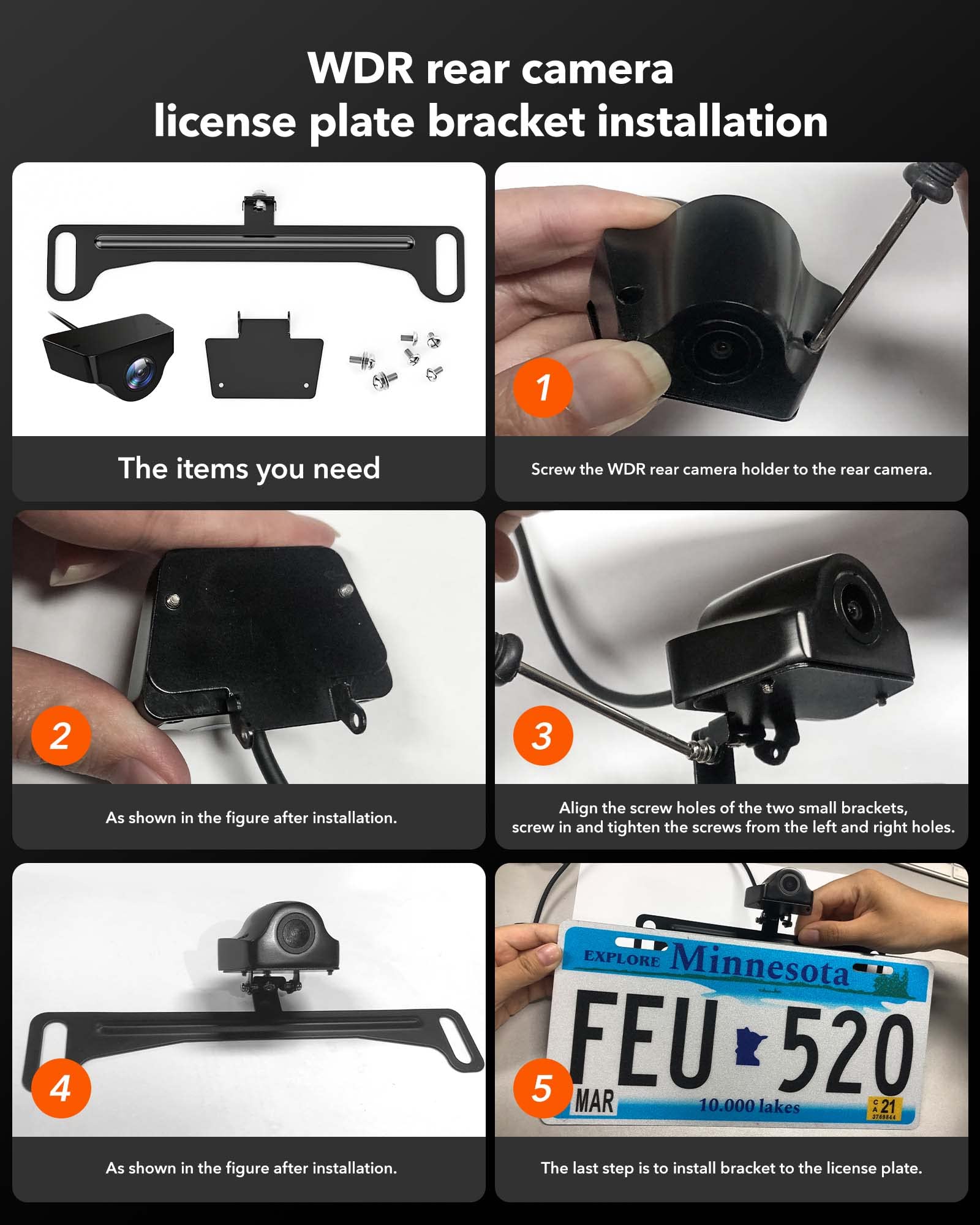 Snapklik.com : WOLFBOX Reverse Rear Camera License Plate Bracket, Car ...