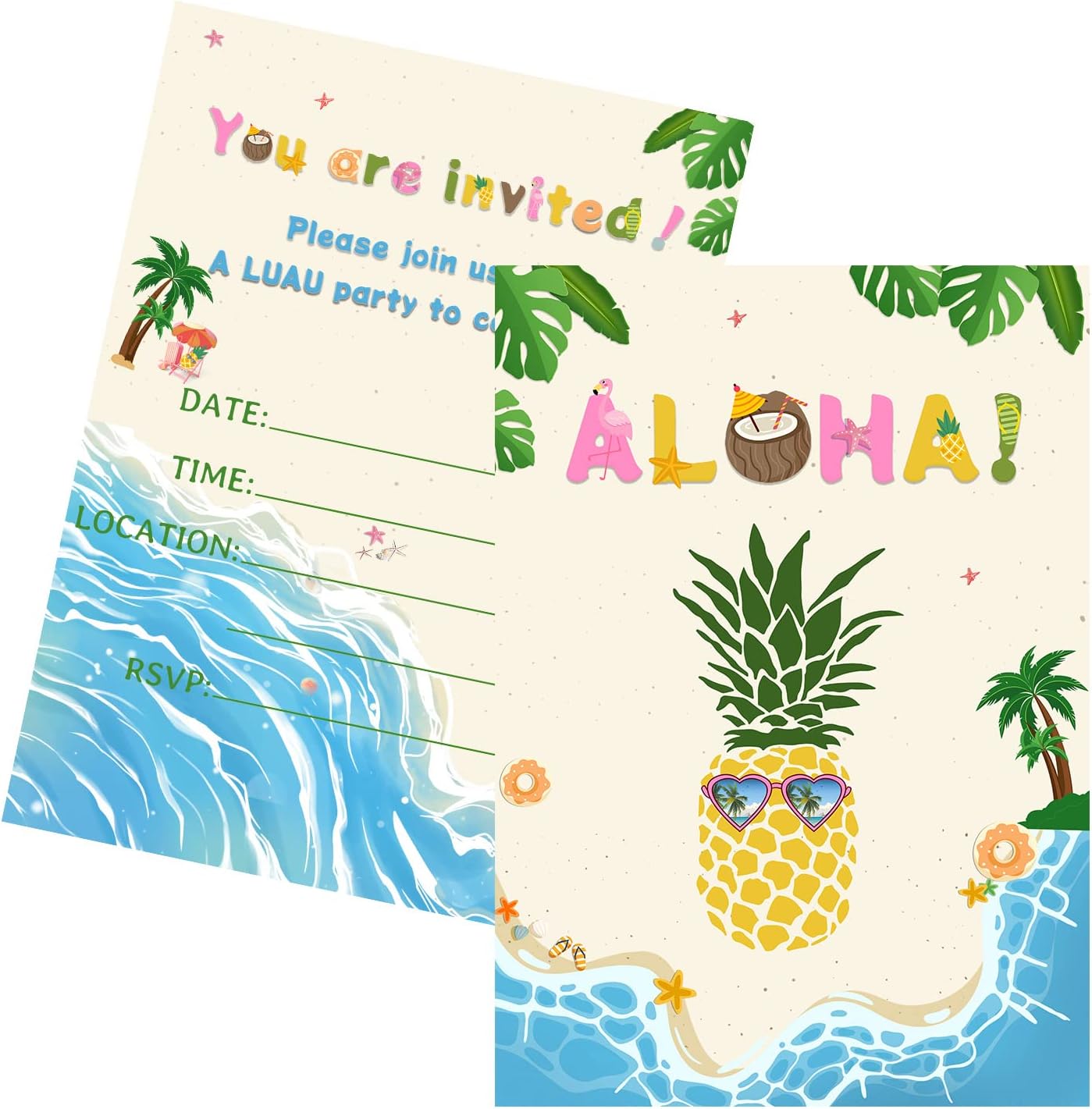 Amazon.com : Grace Yonks Pineapple Birthday Invitation, Tropical Party ...