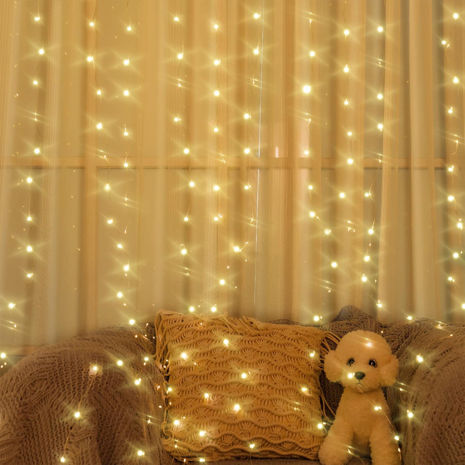 Amazon.com: Curtain Window String Lights 6.5 x 5 Feet LED Copper ...