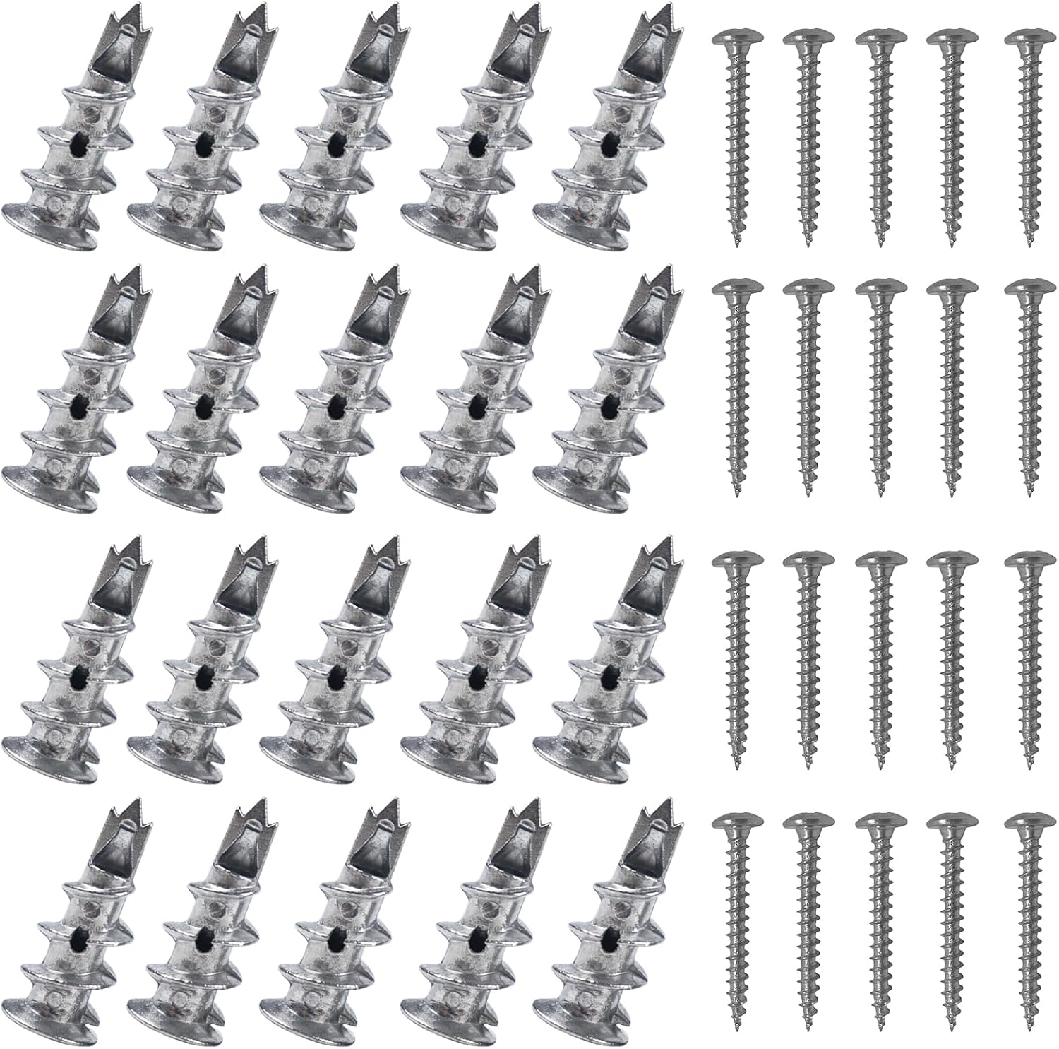 20 Pcs Plasterboard Fixings Wall Plugs And Screws Set Drywall Anchor ...