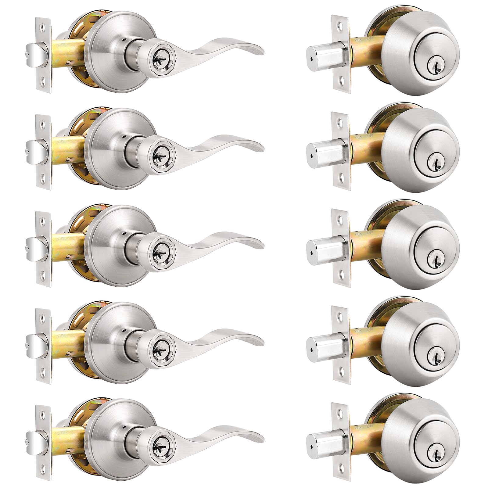 Snapklik.com : Probrico 5 Sets-Keyed Alike Entry Door Levers