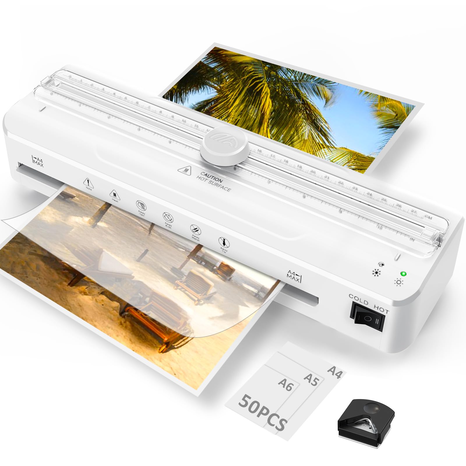 A4 Laminator, Laminator Machine with 50 Laminating Sheets, Built-in ...